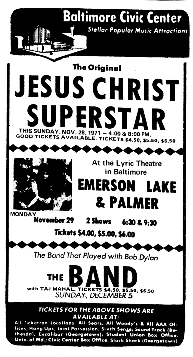 Nov 29, 1971: Emerson Lake and Palmer at Lyric Theatre Baltimore ...