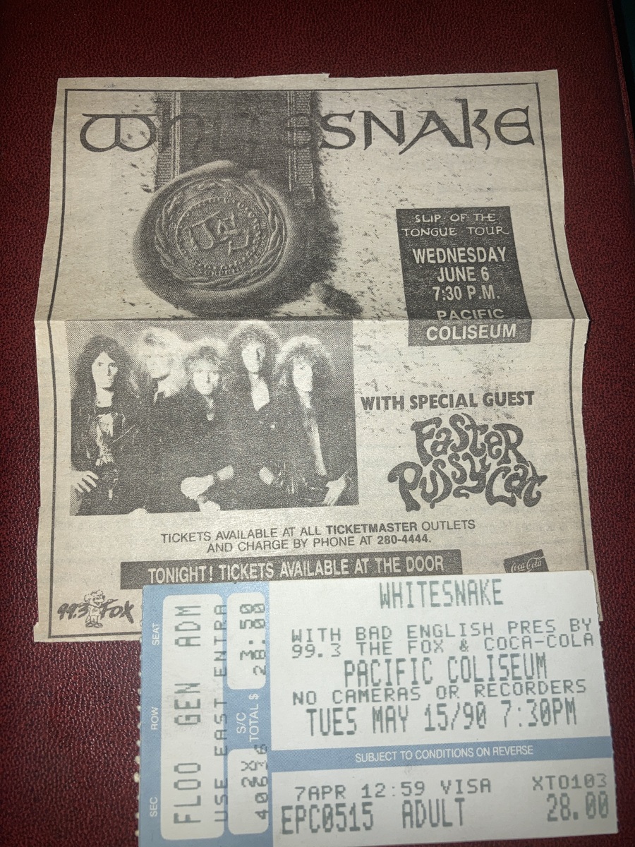 Jun 06, 1990: Whitesnake / Faster Pussycat at Pacific Coliseum ...