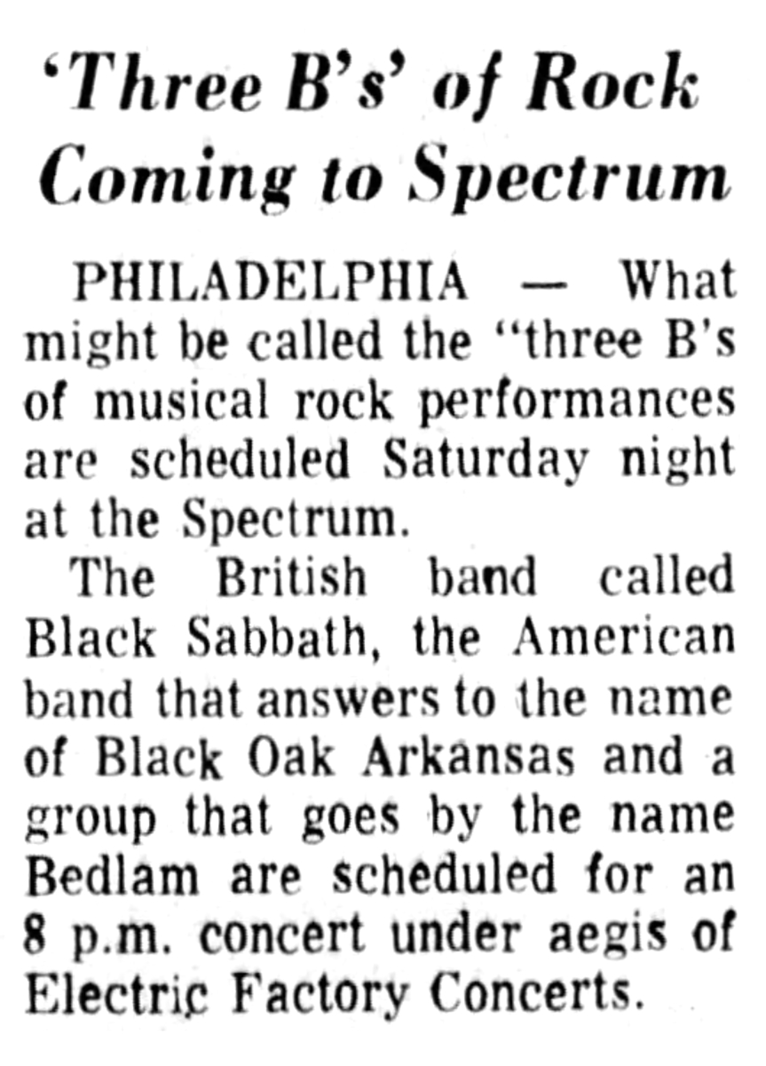 Feb 09, 1974: Black Sabbath / Black Oak Arkansas / bedlam at The ...