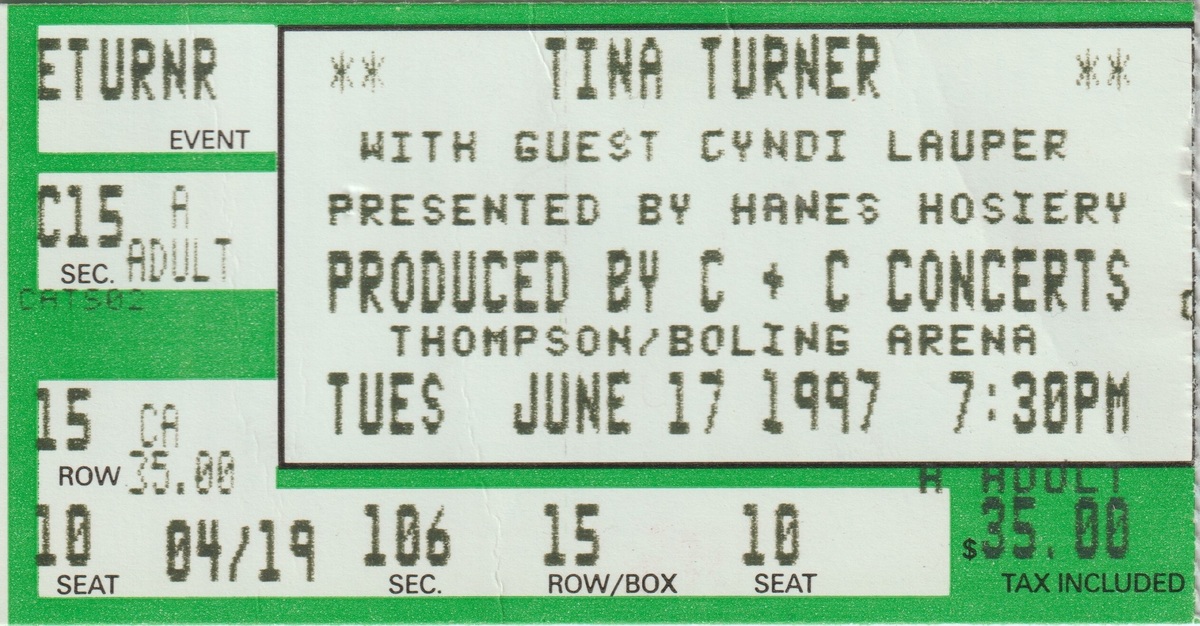 Jun 17, 1997: Tina Turner / Cyndi Lauper at Thompson-Boling Arena ...