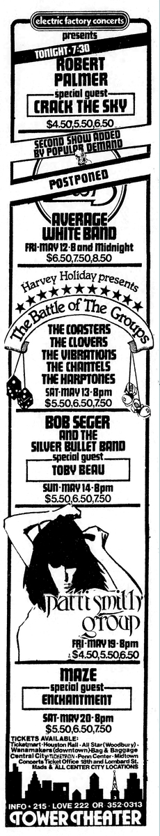 May 14, 1978: Bob Seger & The Silver Bullet Band / Toby Beau at Tower ...