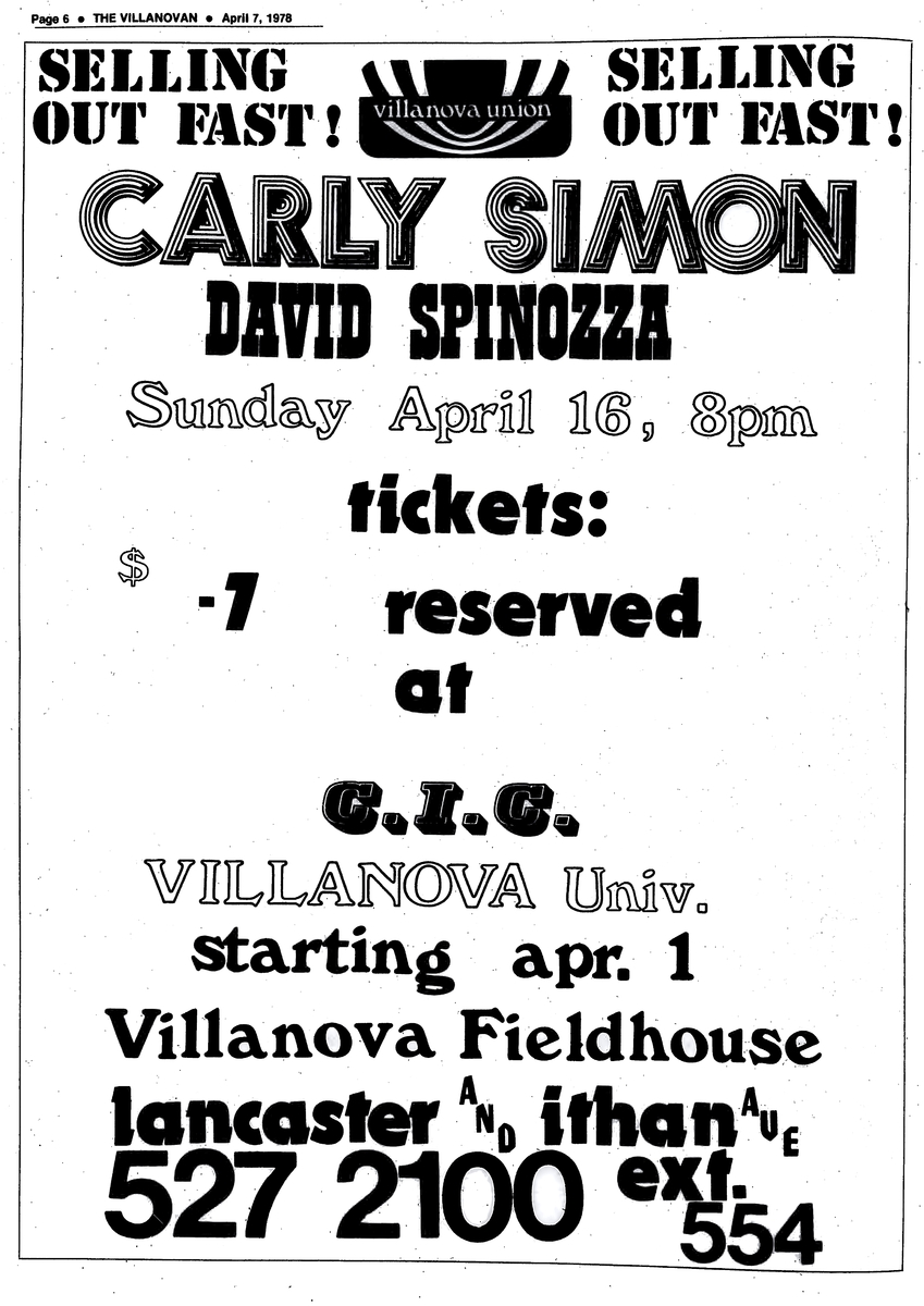 Concert History of Villanova Fieldhouse, Villanova University Villanova ...