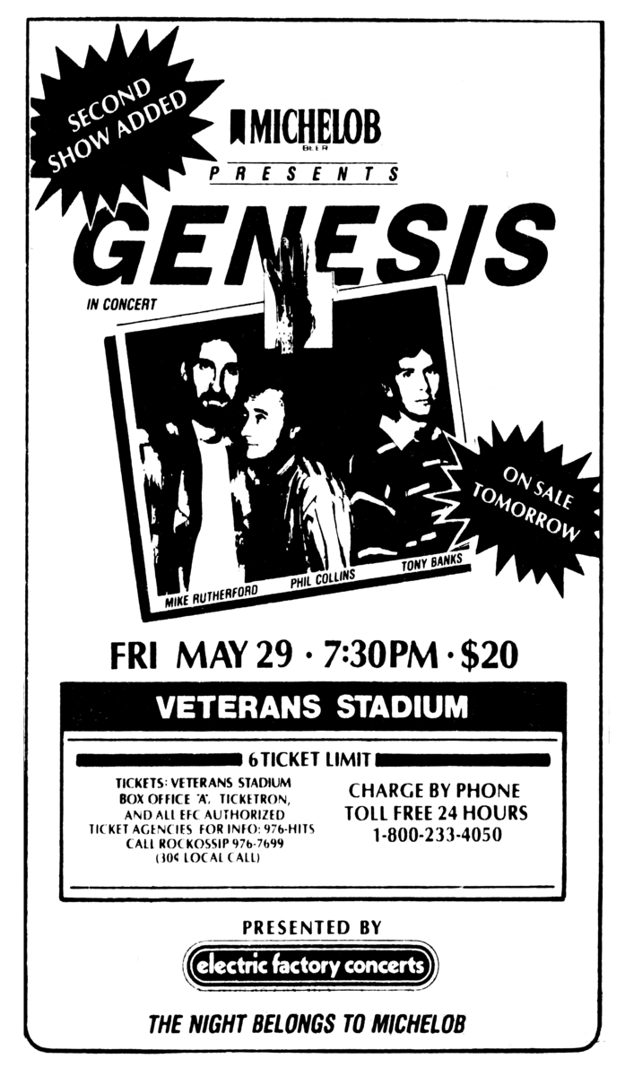 May 28, 1987: Genesis at Veterans Stadium Philadelphia, Pennsylvania ...