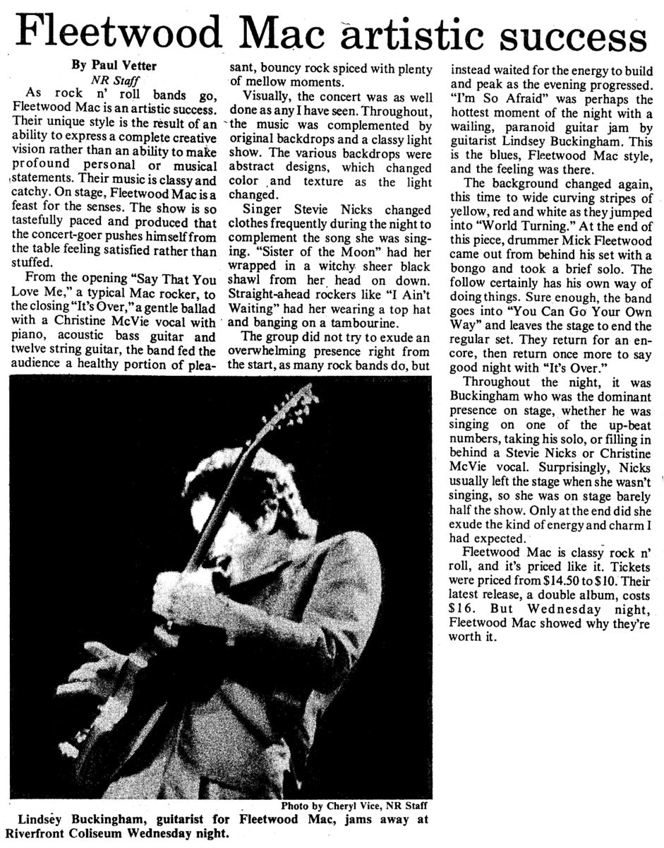 Fleetwood Mac's 1979 Concert & Tour History | Concert Archives