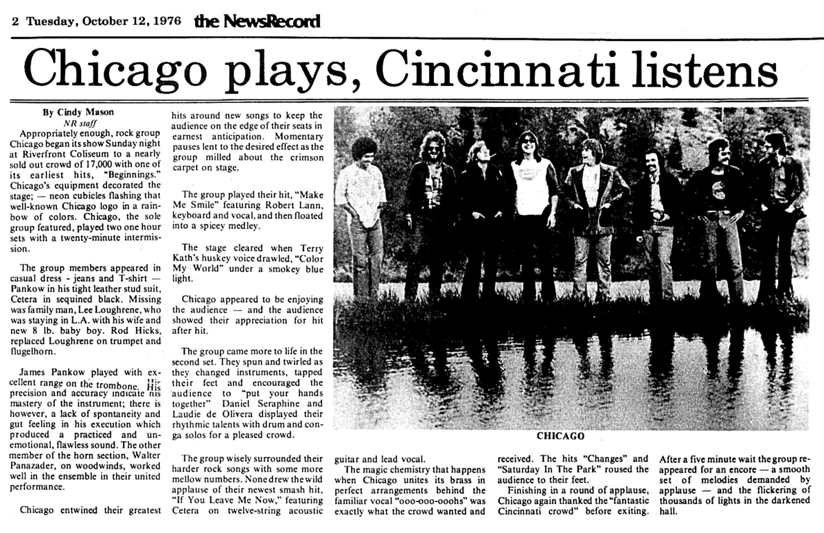 Chicago's 1976 Concert & Tour History | Concert Archives