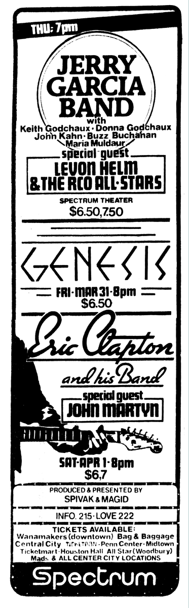 Mar 31, 1978: Genesis at The Spectrum Philadelphia, Pennsylvania ...