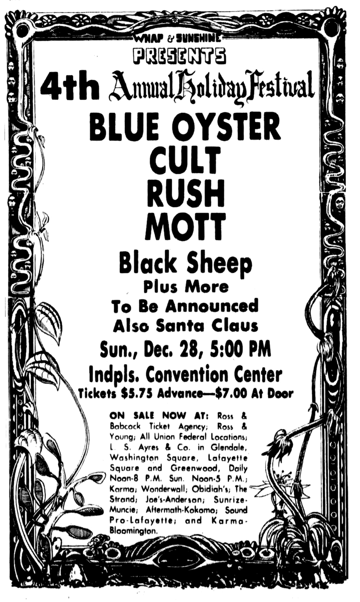 Dec 28, 1975: Blue Oyster Cult / Rush / Mott / Black Sheep at ...