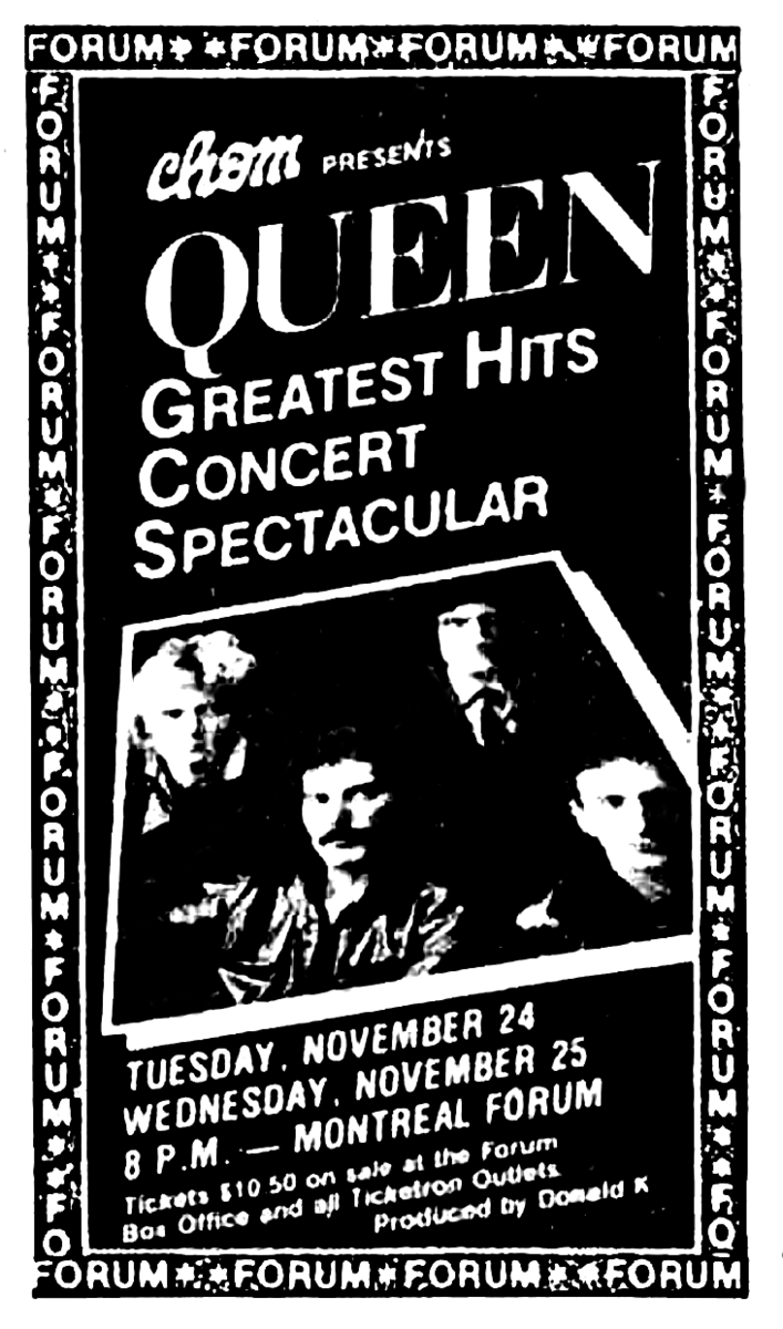 Nov 24, 1981: Queen at Montreal Forum Montreal, Quebec, Canada ...