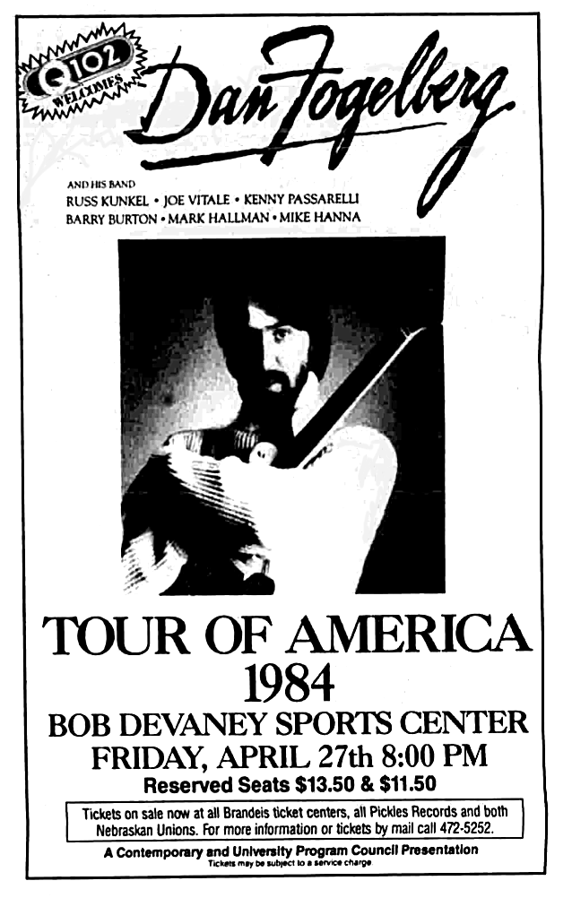 Apr 27, 1984: Dan Fogelberg at Bob Devaney Sports Center, University of ...