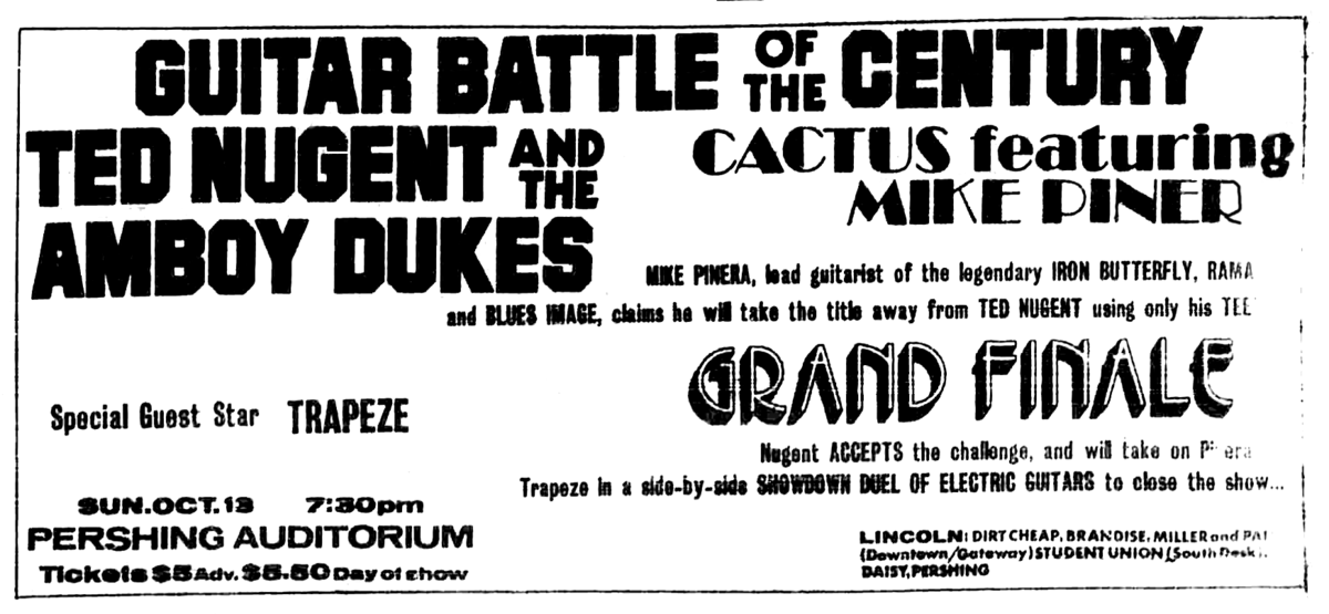 Oct 13, 1974: Ted Nugent / The Amboy Dukes / Cactus / Trapeze at ...