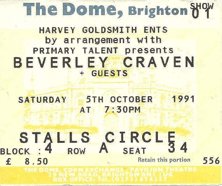 Oct 05, 1991: Beverley Craven / Martyn Joseph / John O'Kane at Brighton ...