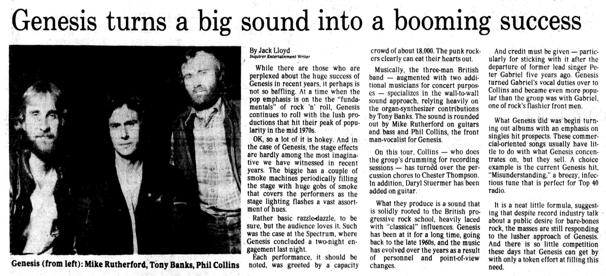Genesis's 1980 Concert & Tour History | Concert Archives
