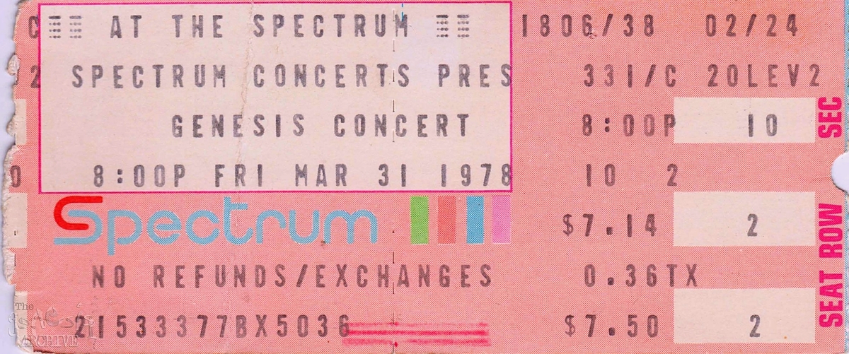 Mar 31, 1978: Genesis at The Spectrum Philadelphia, Pennsylvania ...