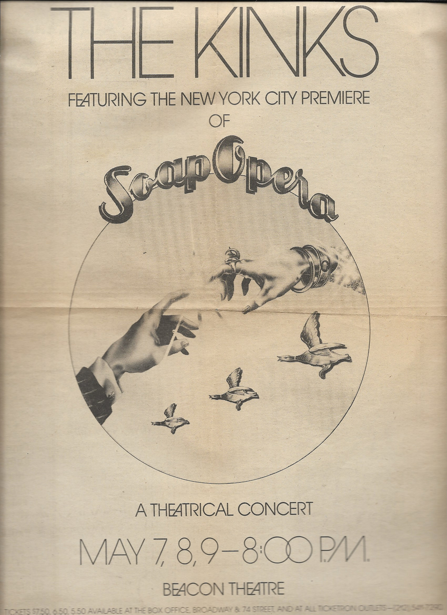 May 07, 1975: The Kinks at Beacon Theatre New York, New York, United ...