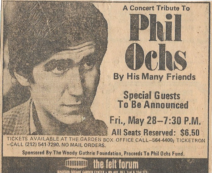 May 28, 1976: A Concert Tribute to Phil Ochs by his Friends at Felt ...