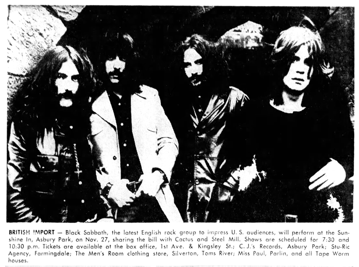 Nov 27, 1970: Black Sabbath / Cactus / Steel Mill / Bruce Springsteen ...