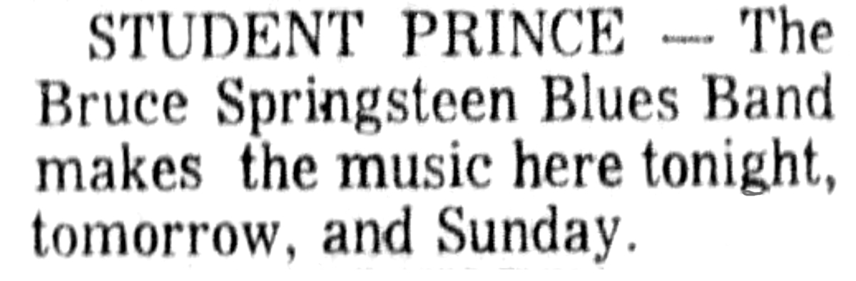 Sep 03, 1971: The Bruce Springsteen Band at Student Prince Asbury Park ...