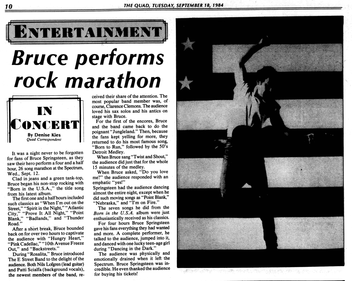 Sep 11, 1984: Bruce Springsteen & The E Street Band at The Spectrum ...
