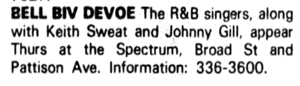 Apr 04, 1991: Bell Biv Devoe / Keith Sweat / Johnny Gill at The Spectrum Philadelphia ...