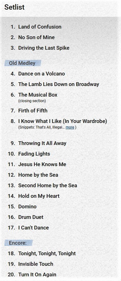 Genesis's 1992 Concert & Tour History | Concert Archives