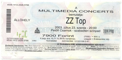 ZZ Top's 2003 Concert & Tour History | Concert Archives