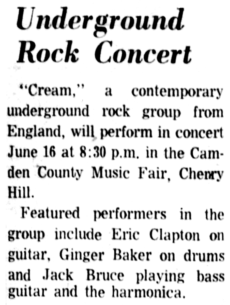 Cream Concert & Tour History | Concert Archives