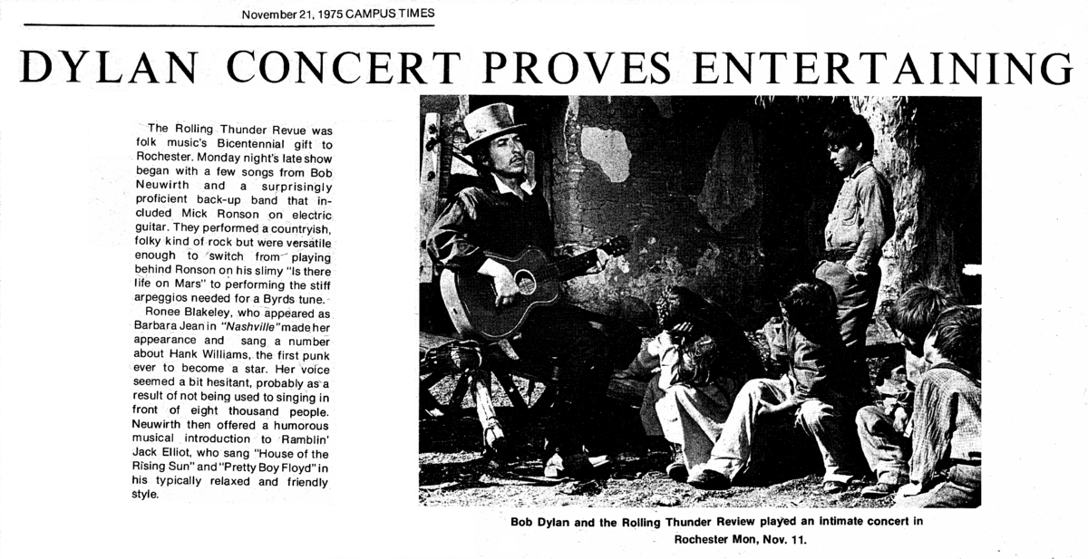 Bob Dylan's 1975 Concert & Tour History | Concert Archives