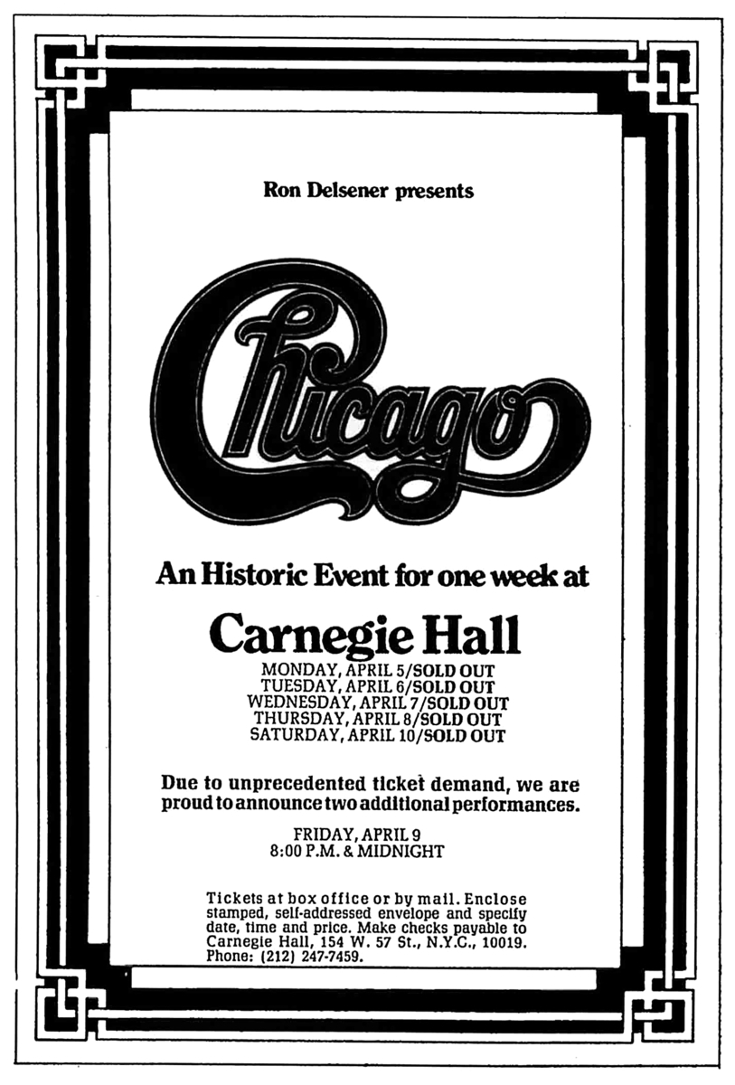 Chicago's 1971 Concert & Tour History | Concert Archives