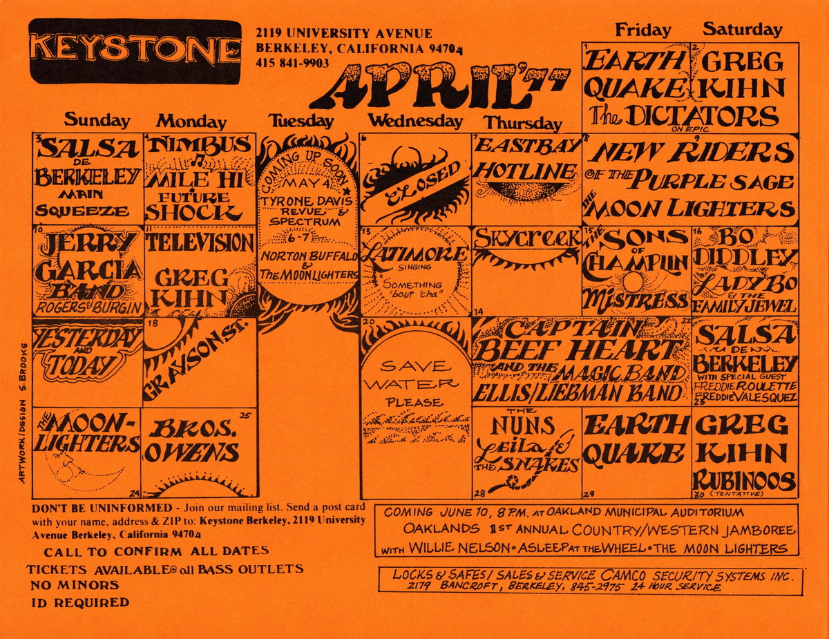 Concert History of Keystone Berkeley Berkeley, California, United ...