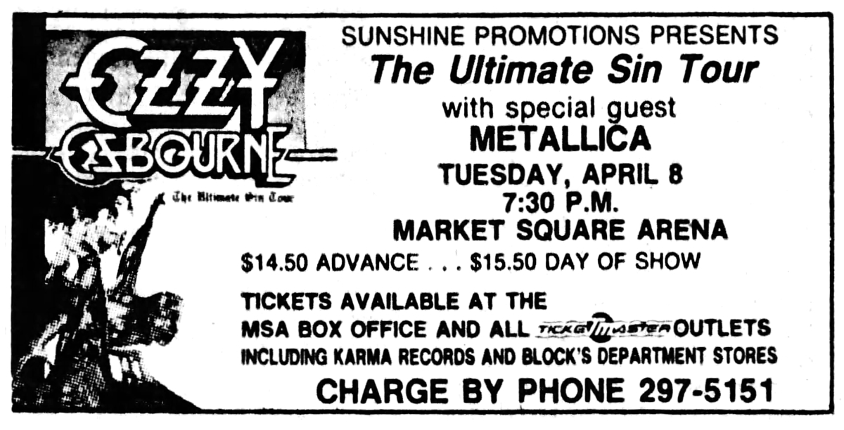 Ozzy Osbourne's 1986 Concert & Tour History | Concert Archives