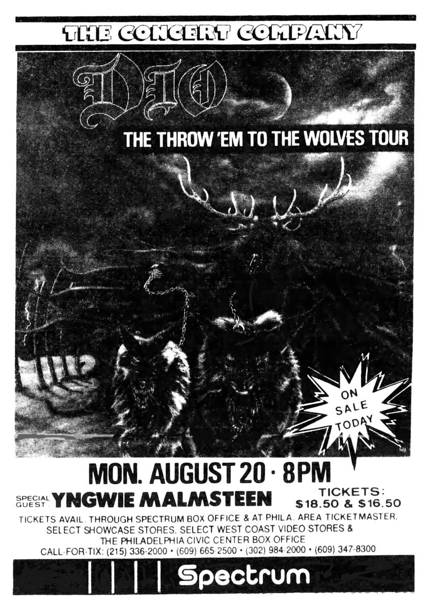 Aug 20, 1990: Dio / Yngwie Malmsteen / Heavens Edge at The Spectrum ...