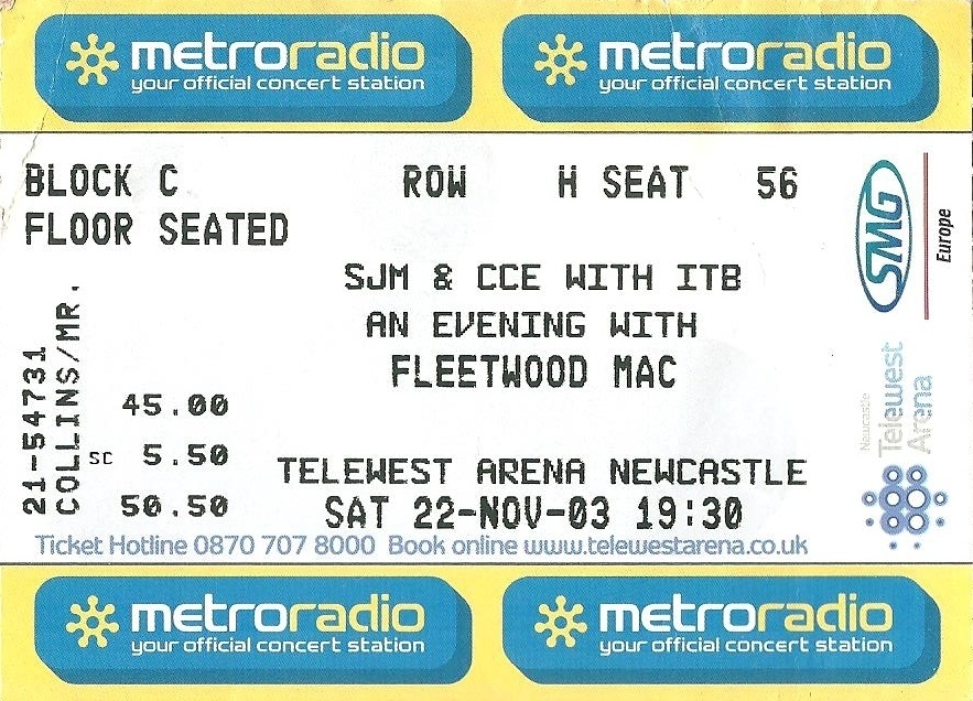 Concert History of Telewest Arena Newcastle upon Tyne, England, United ...
