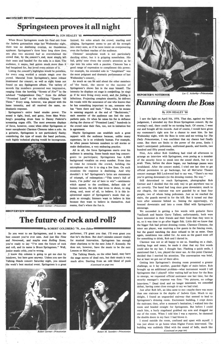 Nov 01, 1978: Bruce Springsteen & The E Street Band at Jadwin Gym ...