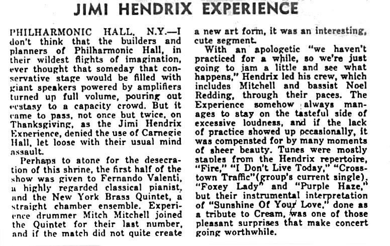 Nov 28, 1968: Jimi Hendrix at Philharmonic Hall New York, New York ...