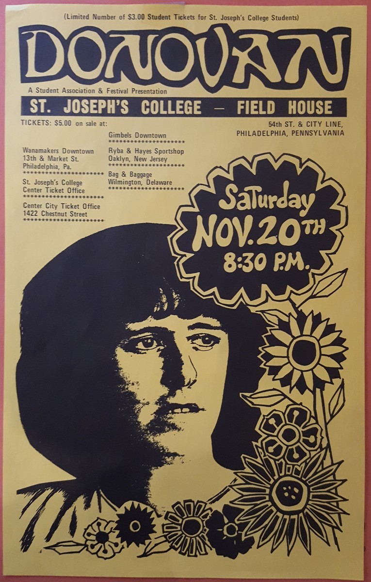 Nov 20, 1971: Donovan at St Joseph's College Fieldhouse Philadelphia ...
