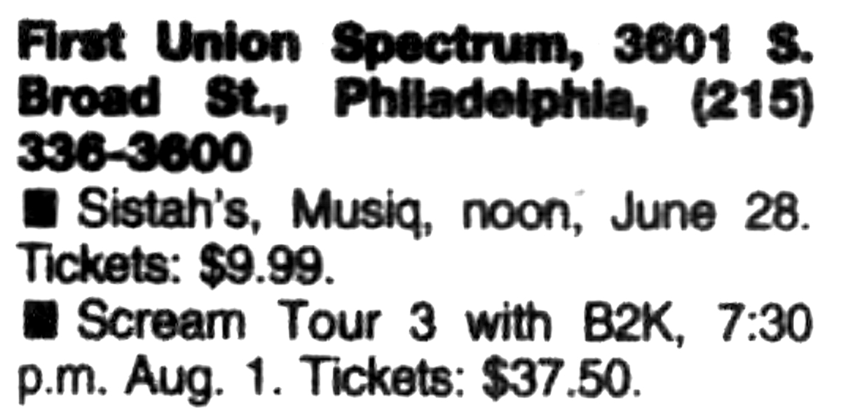 Aug 01, 2003: Scream Tour 3 / B2K at The Spectrum Philadelphia ...