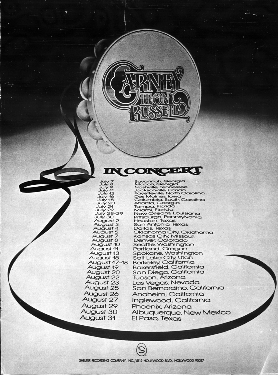 Leon Russell's 1972 Concert & Tour History | Concert Archives