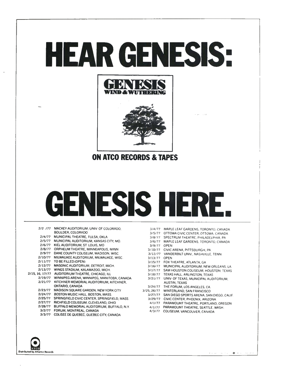 Genesis's 1977 Concert & Tour History | Concert Archives