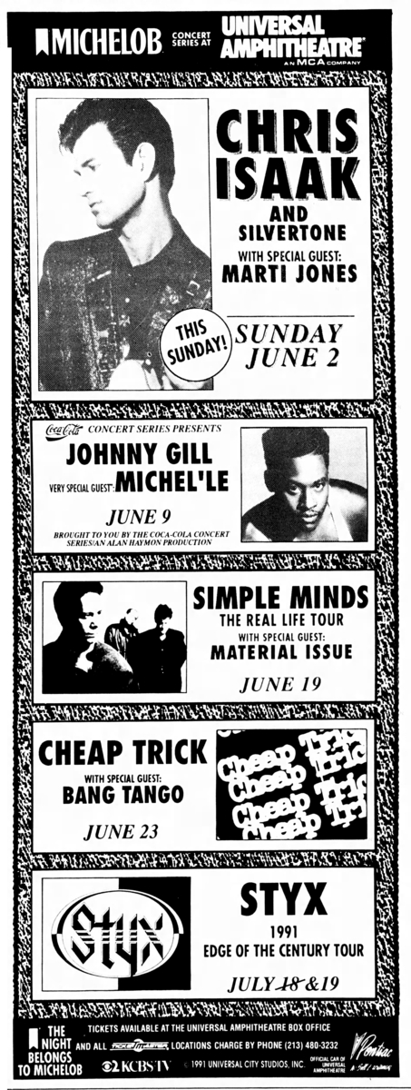Concert History of Universal Amphitheatre Los Angeles, California ...