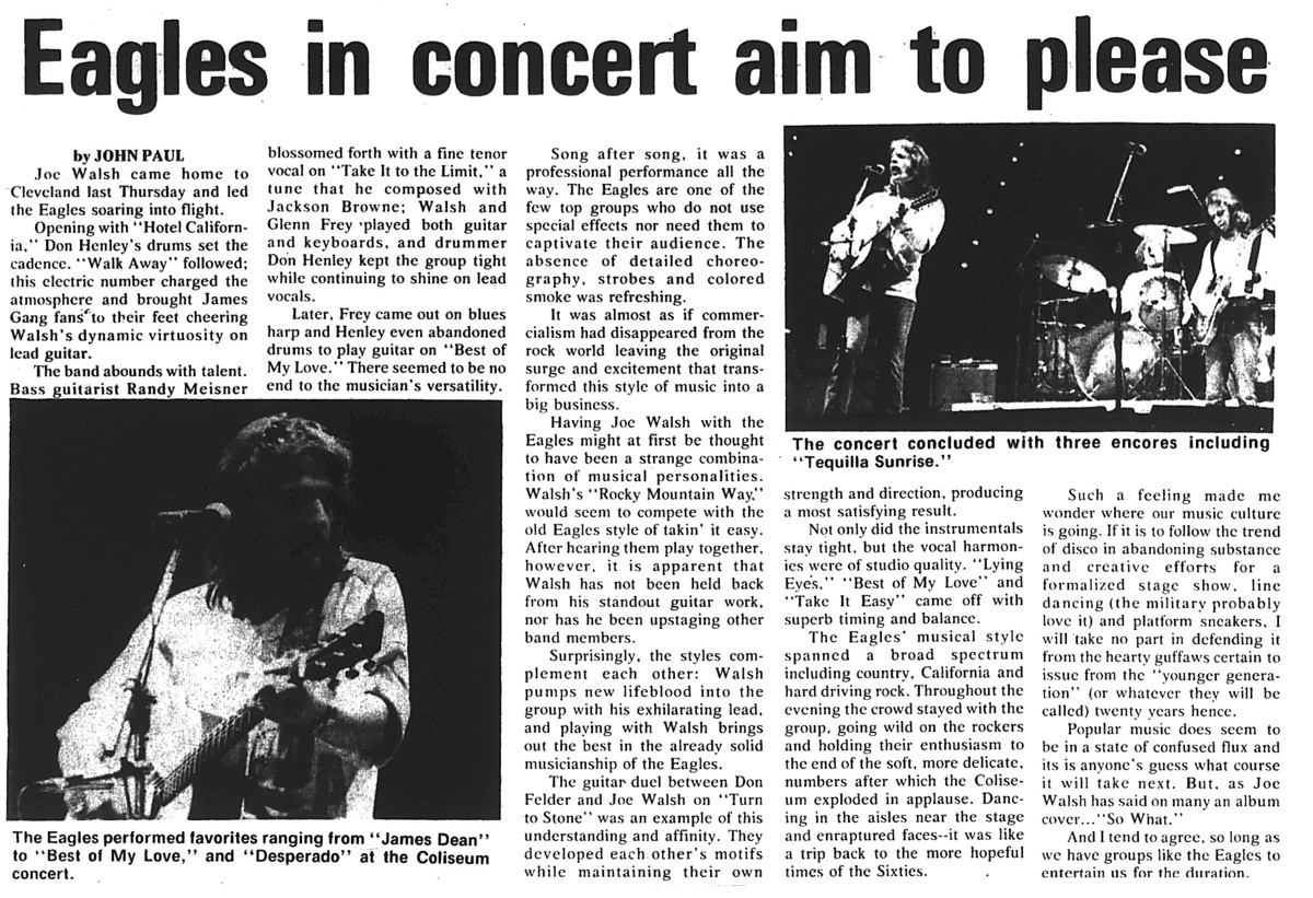 Eagles S 1977 Concert Tour History Concert Archives