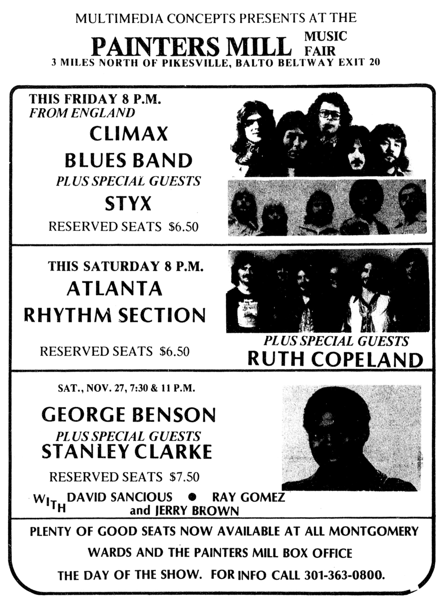 Nov 20, 1976: Atlanta Rhythm Section / Ruth Copeland at Painters Mill ...