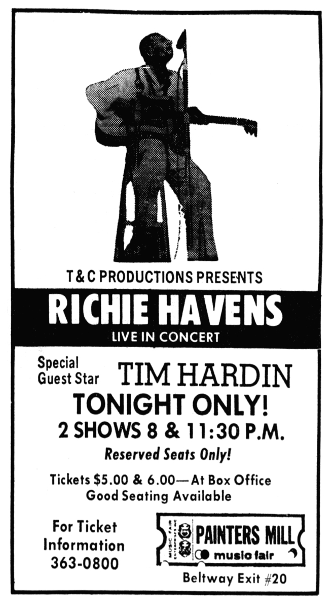 Jan 21, 1972: Richie Havens / Tim Hardin at Painters Mill Music Fair ... Jan 21, 1972: Richie Havens / Tim Hardin at Painters Mill Music Fair ...