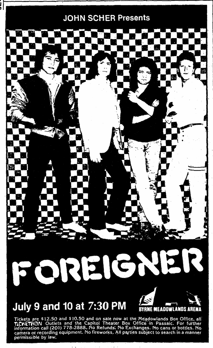 Foreigner's 1982 Concert & Tour History | Concert Archives
