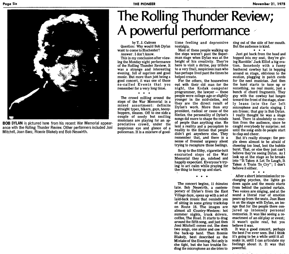 Bob Dylan's 1975 Concert & Tour History | Concert Archives