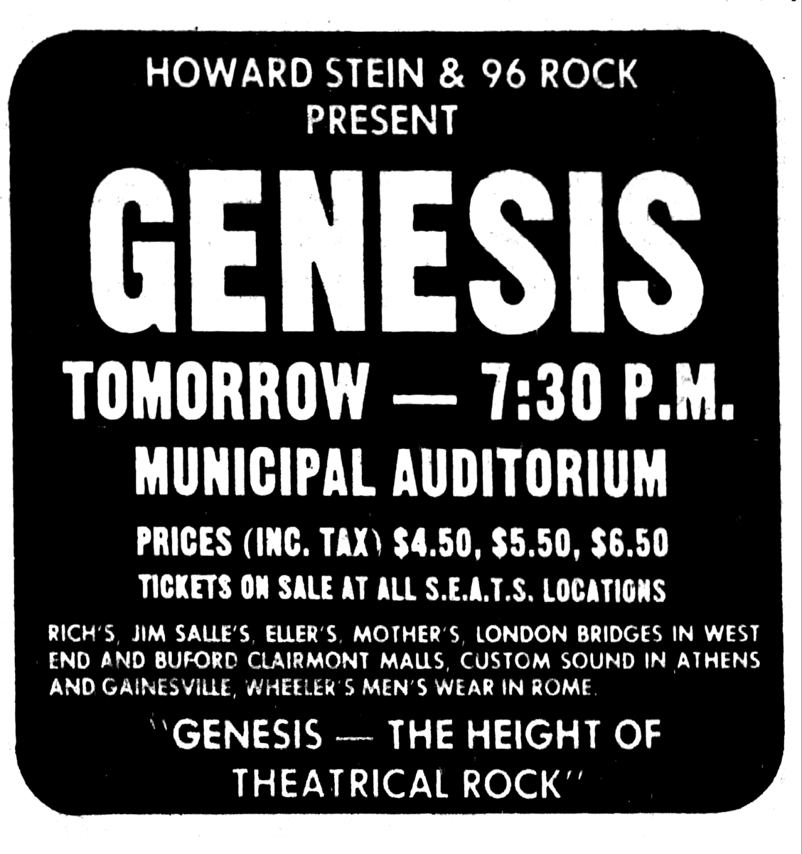 Genesis's 1975 Concert & Tour History | Concert Archives