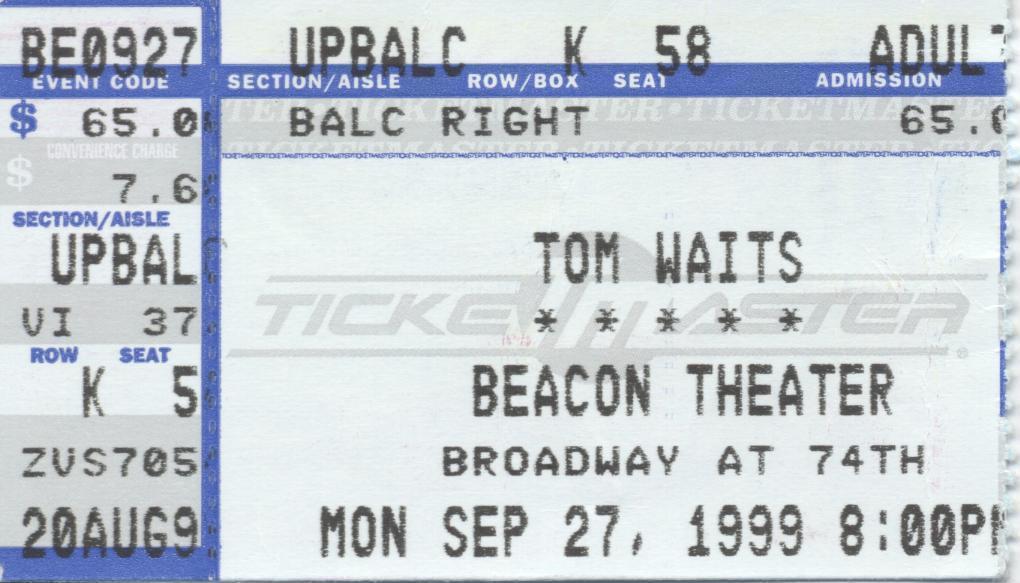 Tom Waits Concert & Tour History | Concert Archives