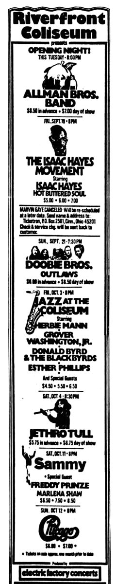 Concert History of Riverfront Coliseum Cincinnati, Ohio, United States ...