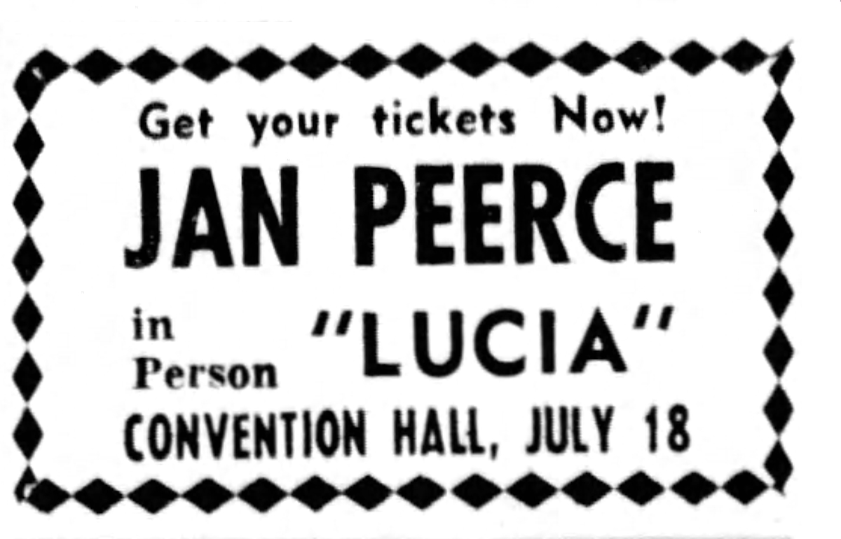 Jan Peerce Concert & Tour History | Concert Archives