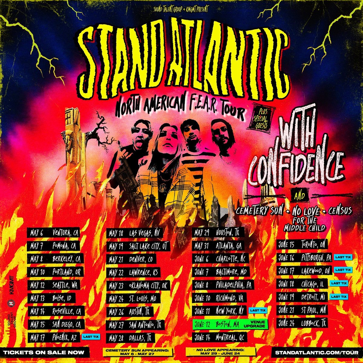Jun 12, 2022: Stand Atlantic / With Confidence / No Love For The Middle ...