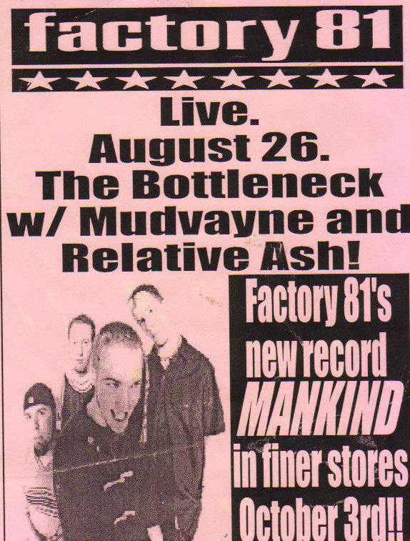 Aug 26, 2000: Mudvayne / Factory 81 / Relative Ash at The Bottleneck ...